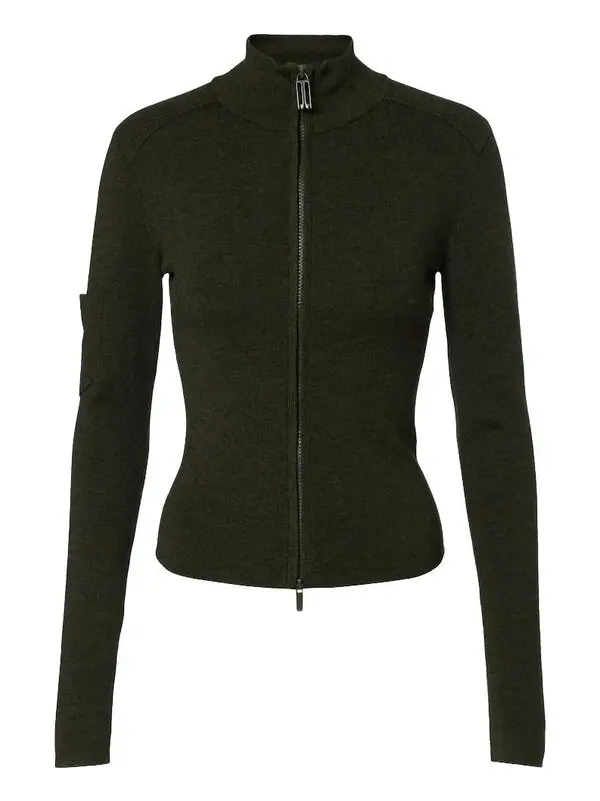 Victoria Beckham Wool-blend Zip-up Sweater - Green