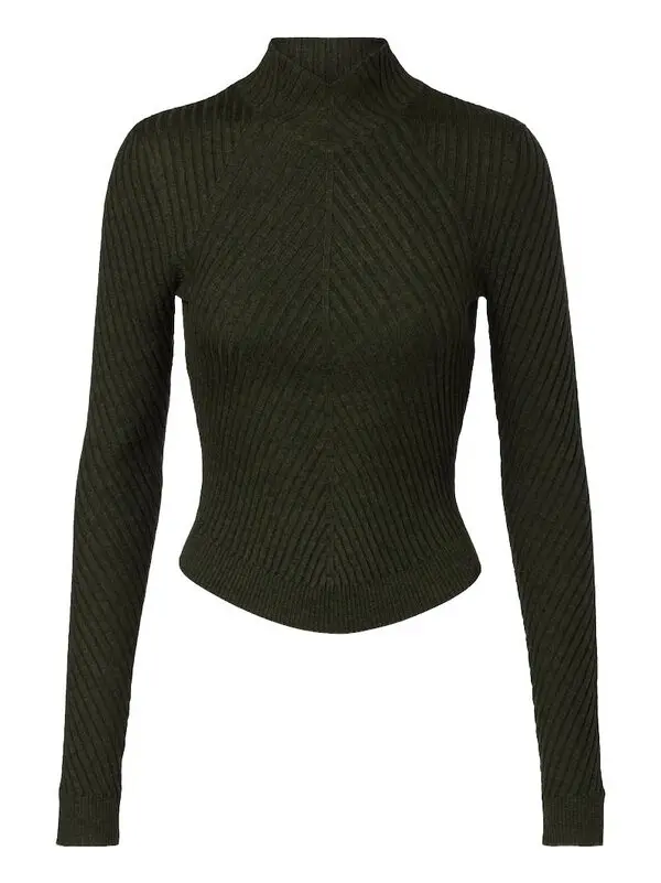 Victoria Beckham Ribbed-knit Wool Turtleneck Sweater - Green