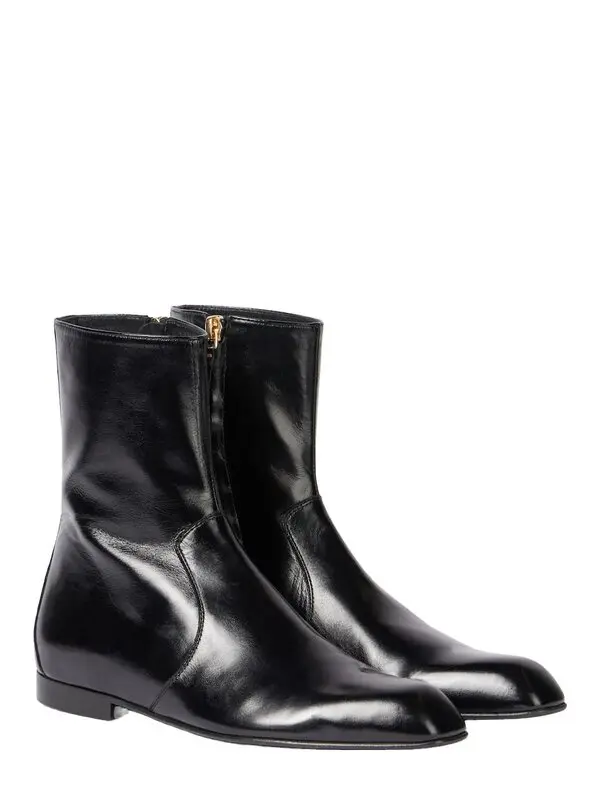 Khaite Colt Leather Ankle Boots - Black