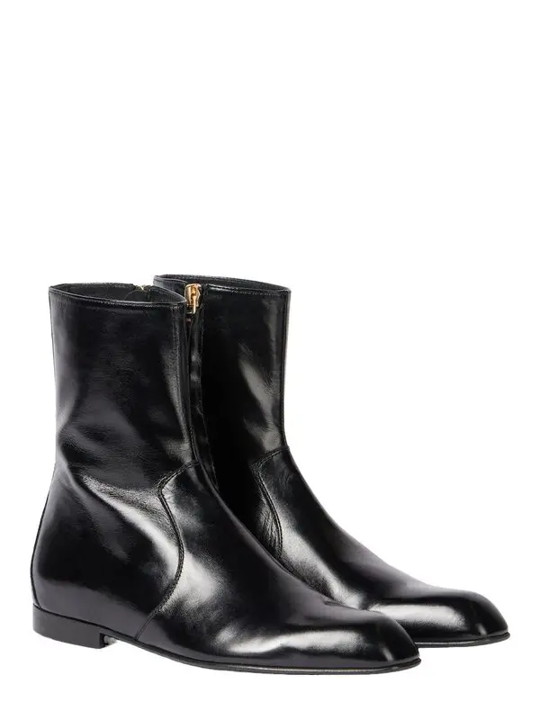 Khaite Colt Leather Ankle Boots - Black