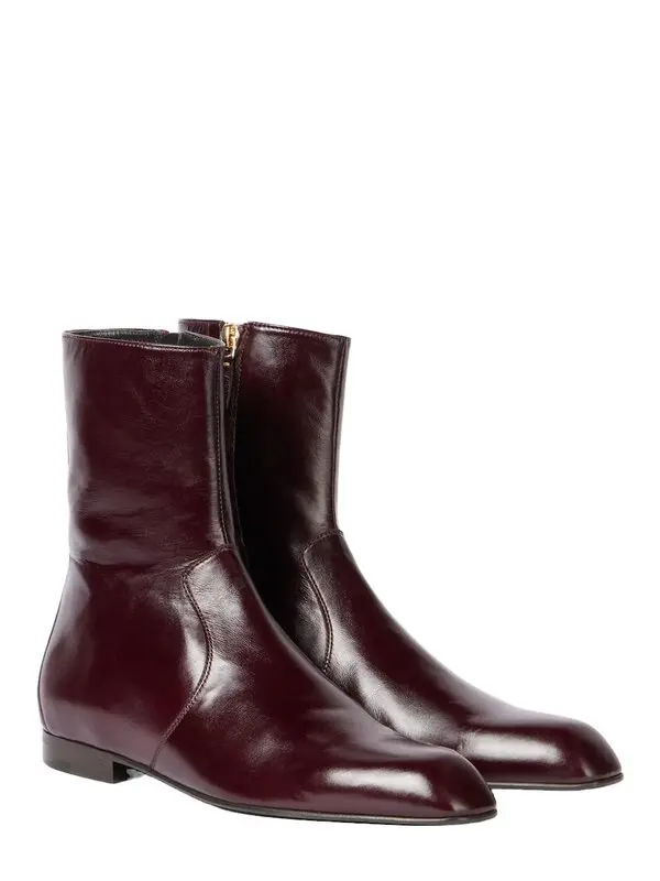 Khaite Colt Leather Ankle Boots - Burgundy