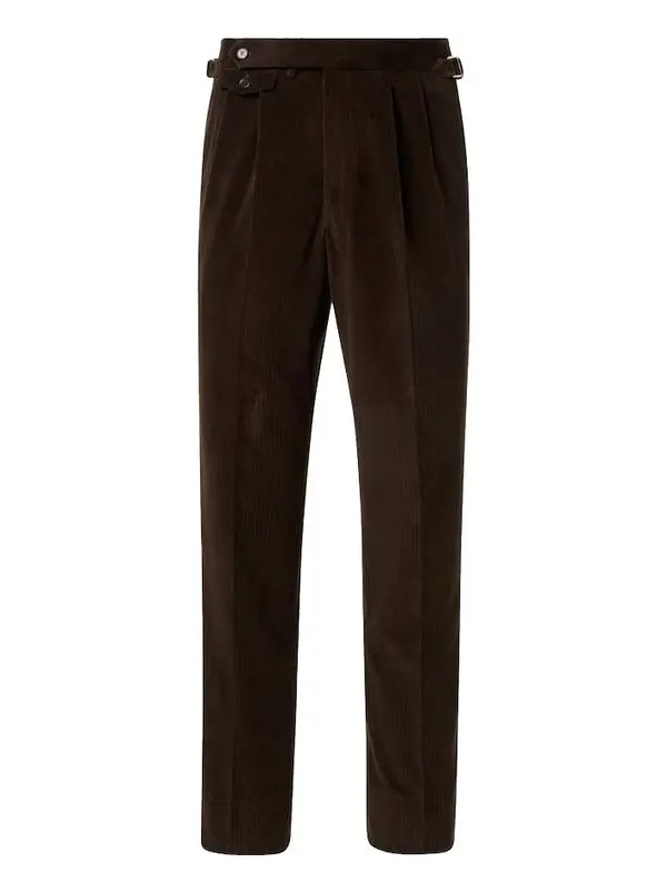 Dunhill Cotton And Cashmere Corduroy Straight Pants - Green