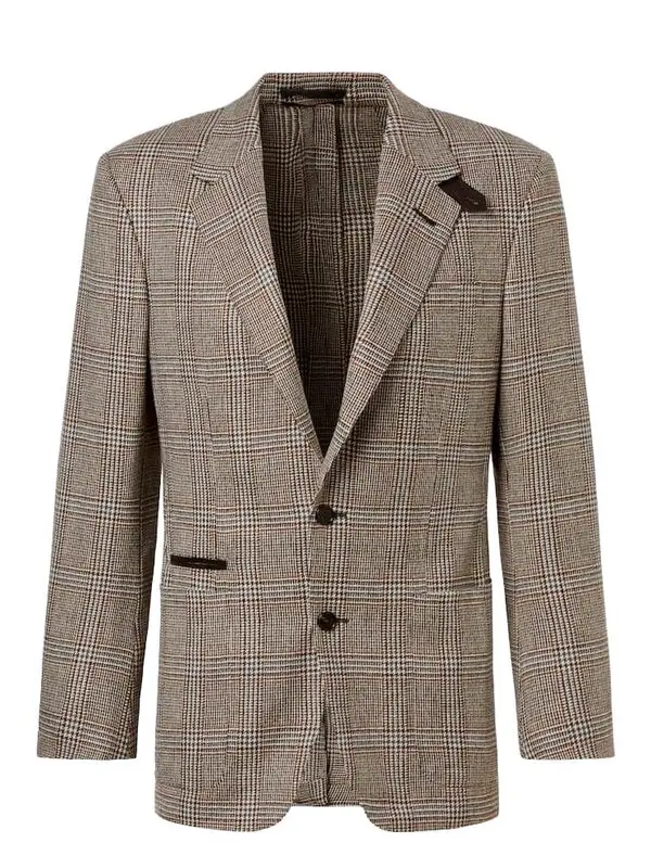 Dunhill Checked Wool And Cashmere Blazer - Brown