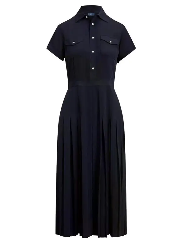 Polo Ralph Lauren Pleated Pocket Midi Dress - Blue
