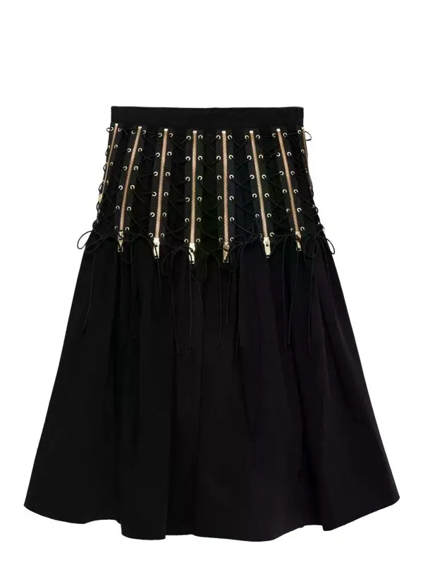 UNDERCOVERISM Zipped Lace-up Midi Skirt - Black