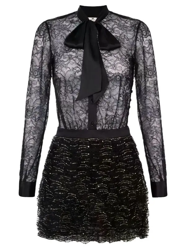 Elisabetta Franchi Crystal-embellished Lace Dress - Black