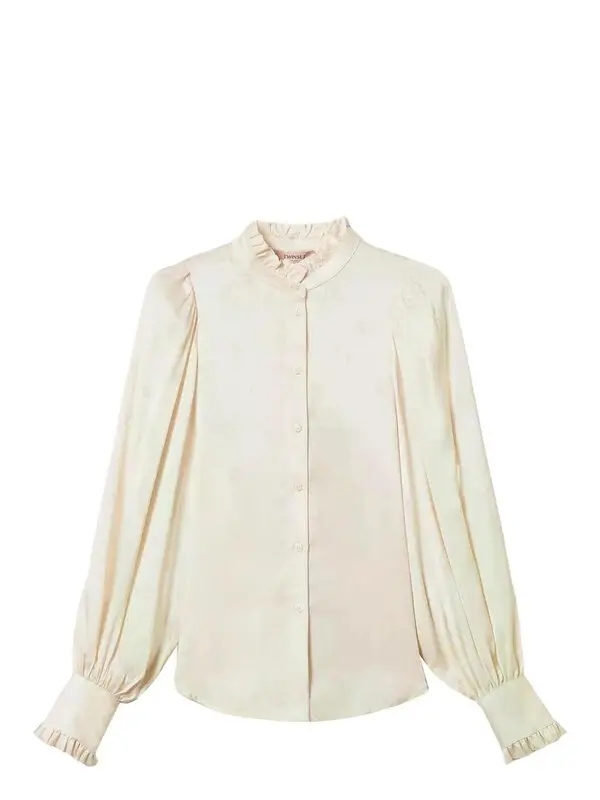 TWINSET Jacquard-satin Ruffled Shirt - Neutrals