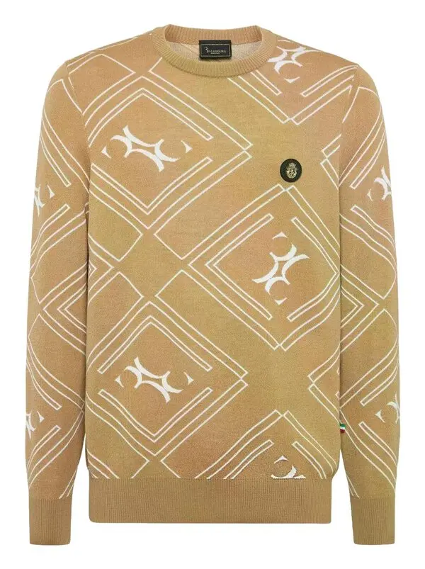 BILLIONAIRE Geometric-pattern Wool Pullover - Neutrals