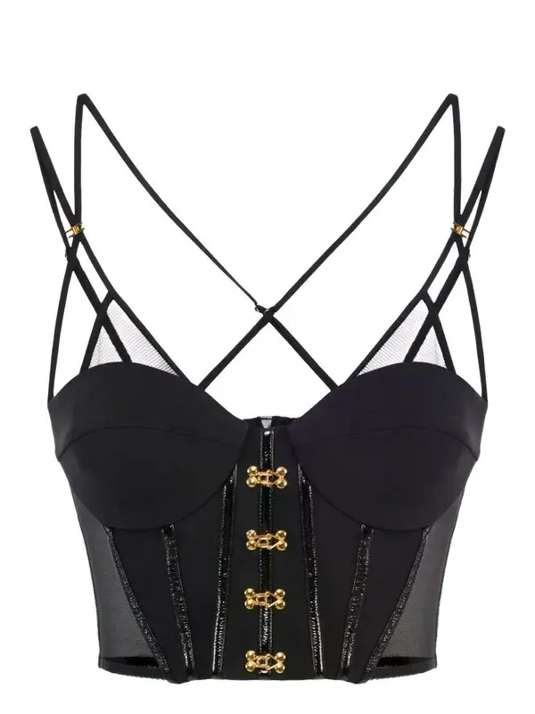 Elisabetta Franchi Corset-detail Tank Top - Black