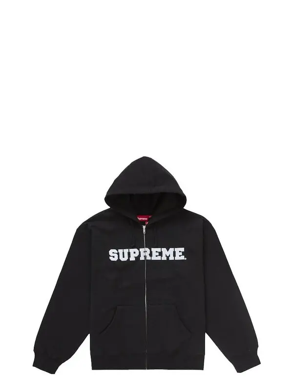 Supreme Collegiate Applique Zip Up Hooded Sweatshirt - Black