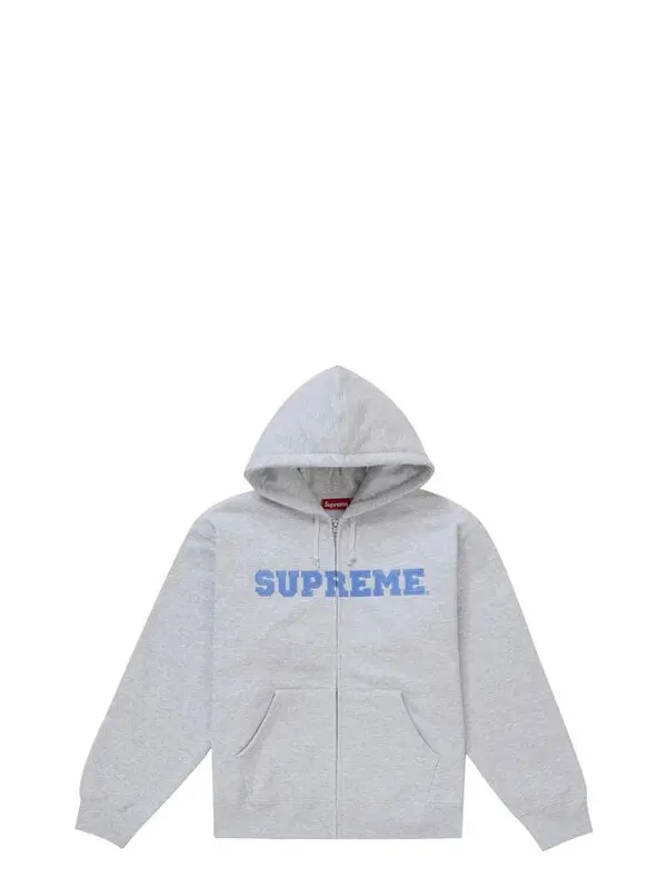 Supreme Collegiate Applique Zip Up Hooded Sweatshirt - Ash Grey