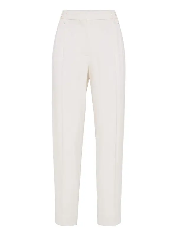 Brunello Cucinelli Comfort Viscose Couture Twill Slouchy Trousers - White