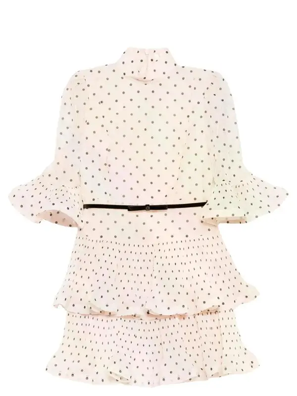 Zimmermann Pleated Polka Dot Mini Dress - Neutrals