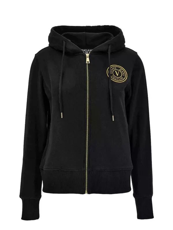 Versace Logo-patch Zip-up Hoodie - Black