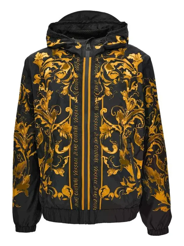 Versace Baroque-print Hooded Jacket - Black