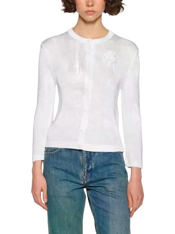 JIL SANDER Flower-embellished Cardigan - White