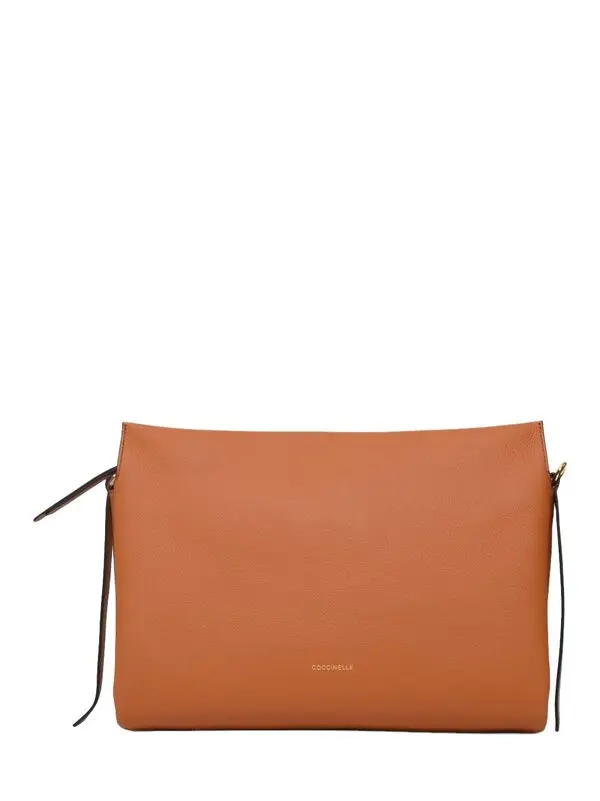 COCCINELLE Leather Shoulder Bag With Braided Handle - Brick Red