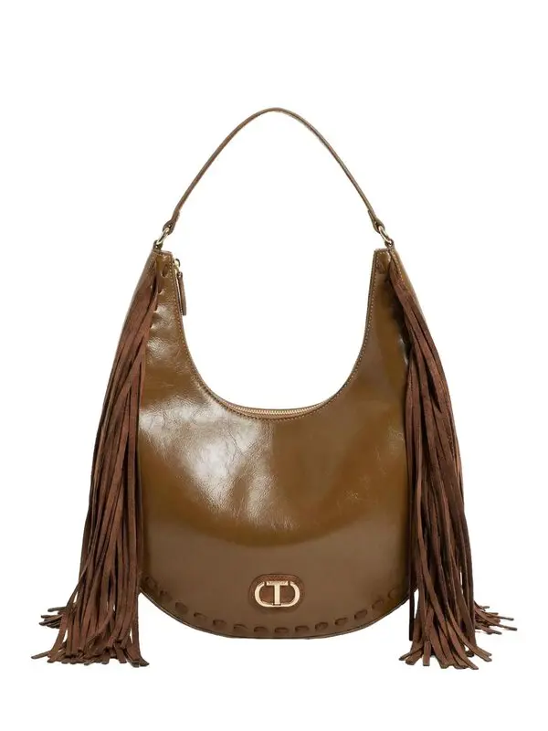 TWINSET Fringed Shoulder Bag - Coffee