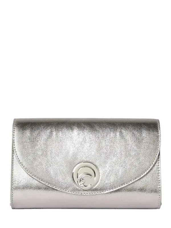 COCCINELLE Metallic Clutch With Chain Strap - Grey