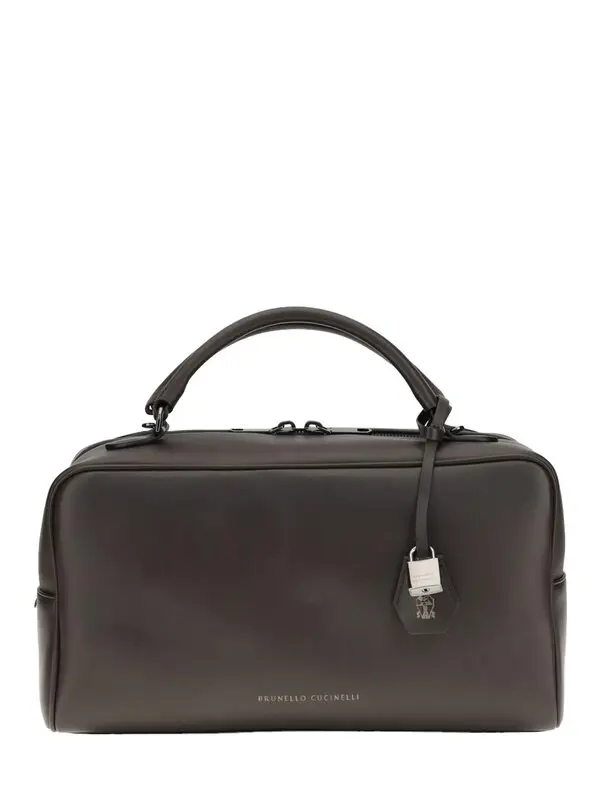 Brunello Cucinelli Leather Boston Explorer Handbag - Dark