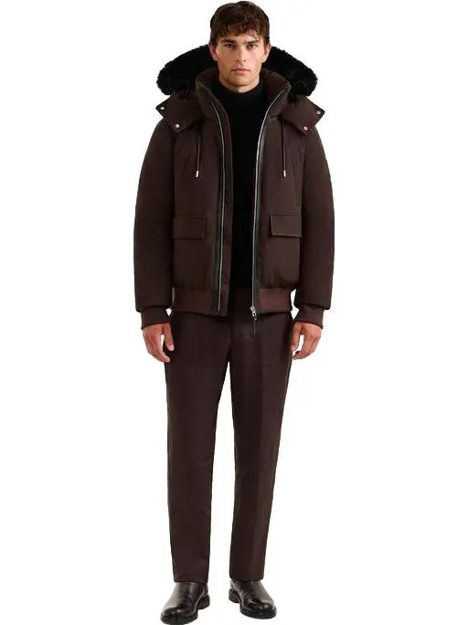Rudsak Down Bomber Jacket With Detachable Faux Fur Trim - Brown