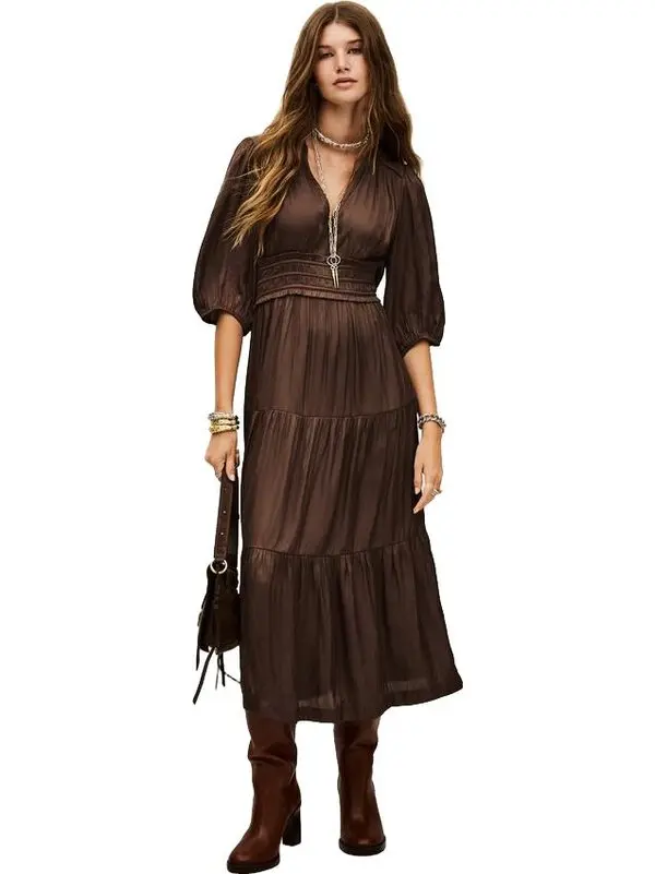 Ba&sh Cleli Gathered Short Dress - Brown