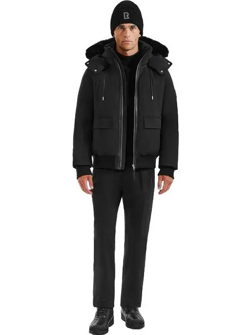 Rudsak Down Bomber Jacket With Faux Fur Trim - Black