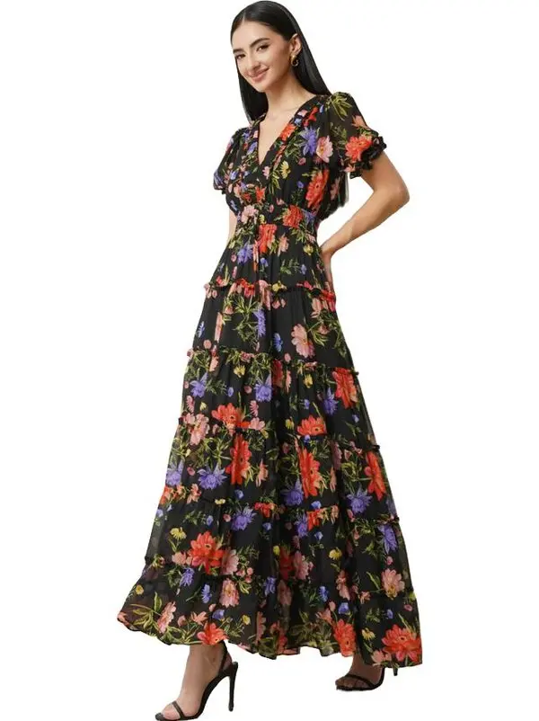 Yumi Kim Farrah Floral Print Maxi Dress - Black
