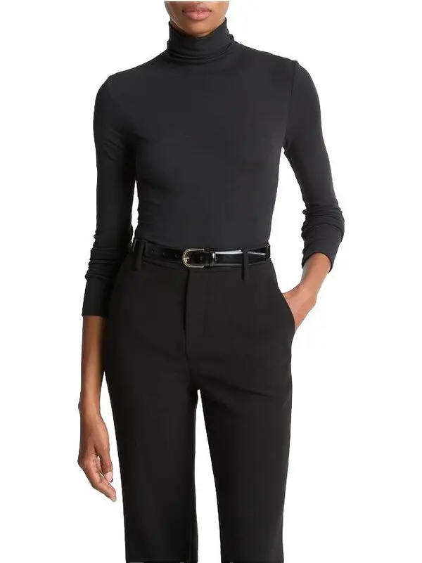 Vince Essential Long-sleeve Turtleneck Top - Black