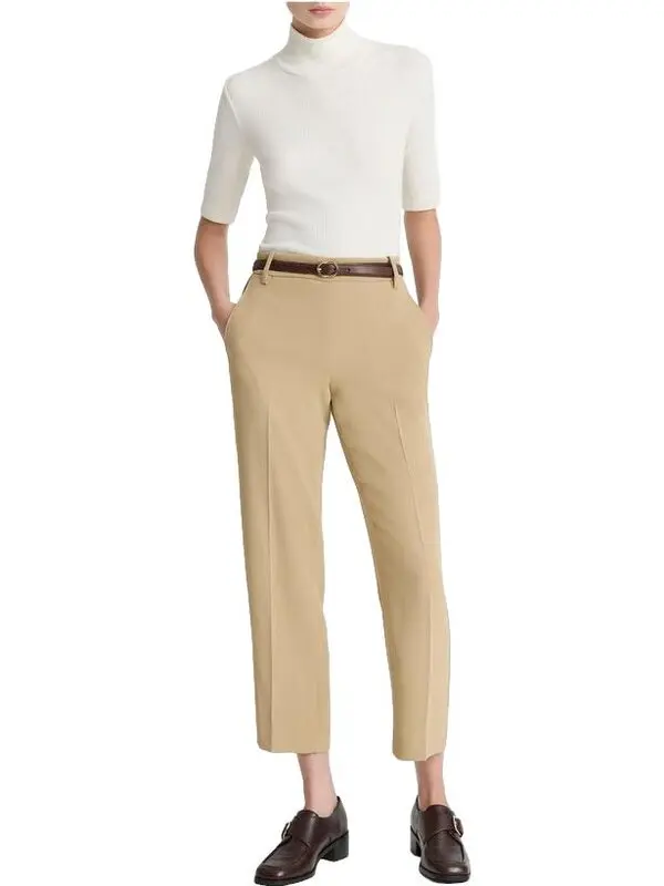 Vince Crepe Tapered Pull-on Pants - Neutral / White
