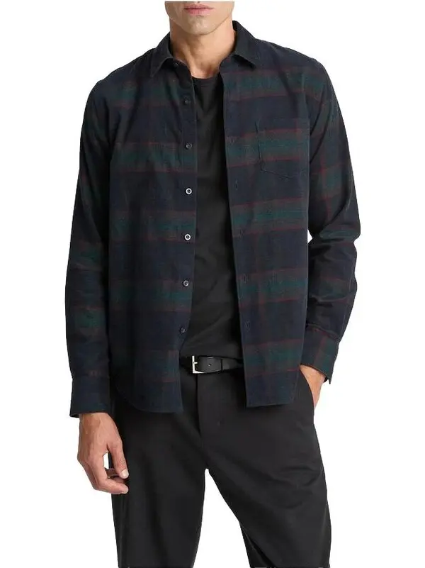 Vince Holme Plaid Cotton Button-front Shirt - Blue / Multicolor
