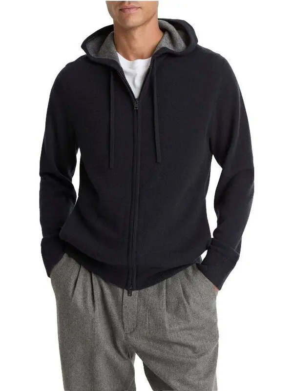 Vince Cashmere Zip-front Hoodie - Blue
