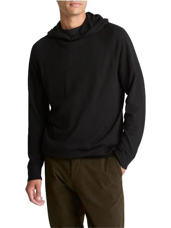 Vince Featherweight Merino Wool-cashmere Hoodie - Black