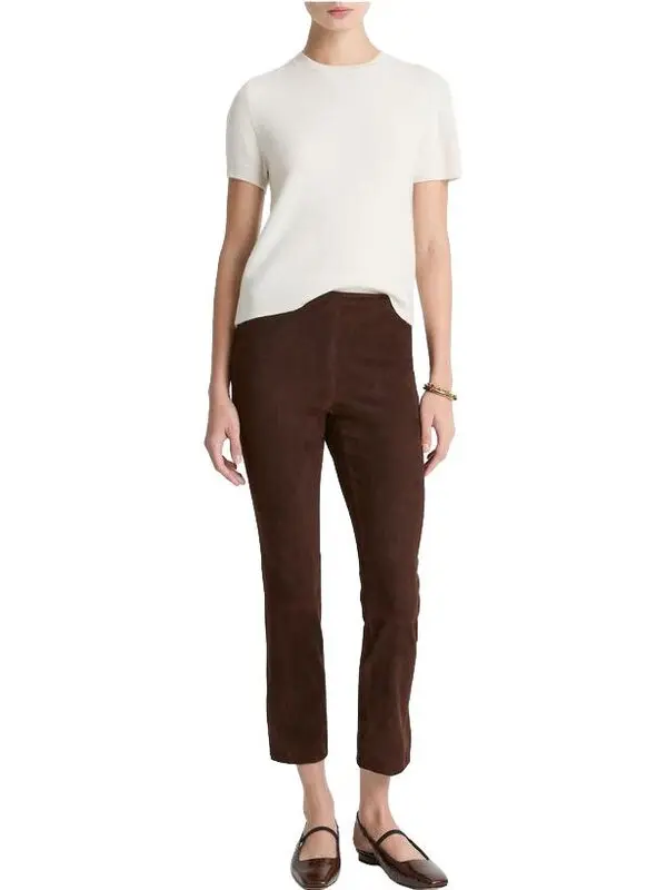 Vince Suede Split-hem Cropped Pant - Brown