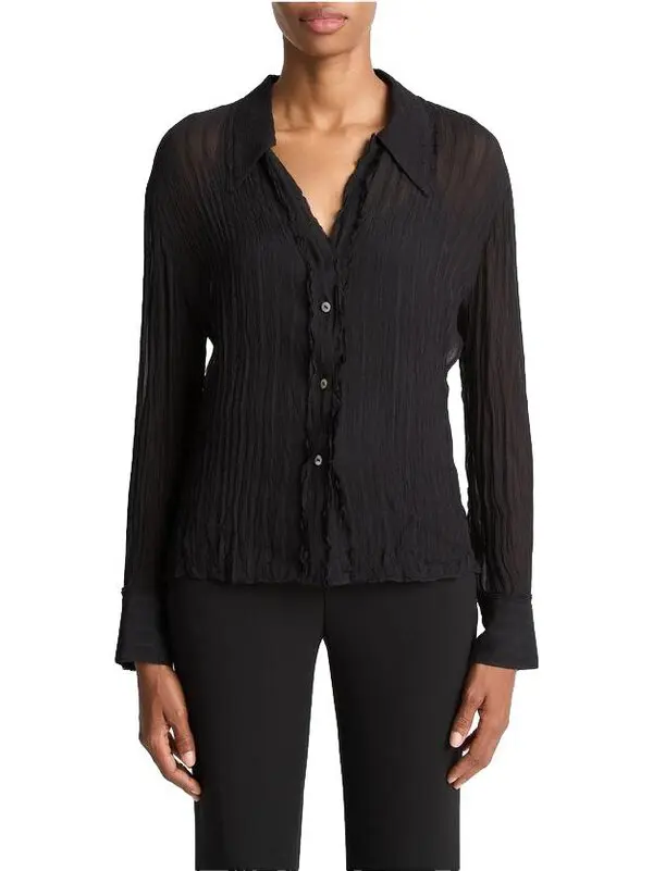 Vince Crushed Stripe Button-front Shirt - Black