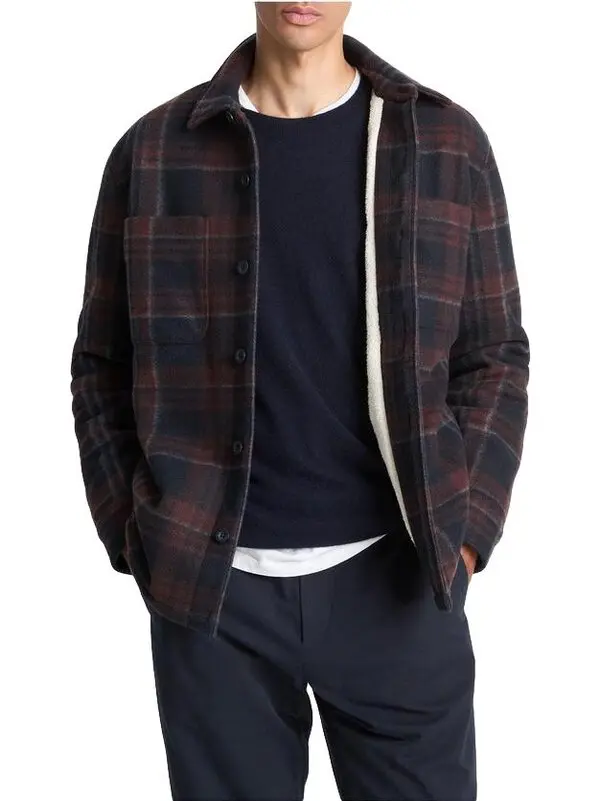 Vince Sherpa-lined Plaid Shirt Jacket - Natural
