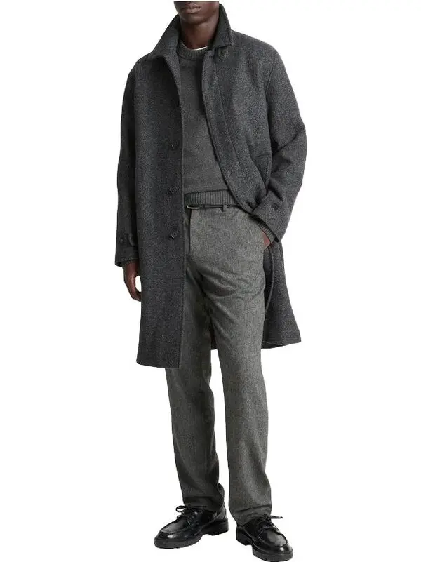 Vince Italian Wool-blend Balmacaan Coat - Charcoal
