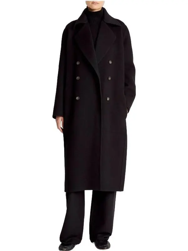 Vince Wool-blend Double-breasted Long Coat - Black