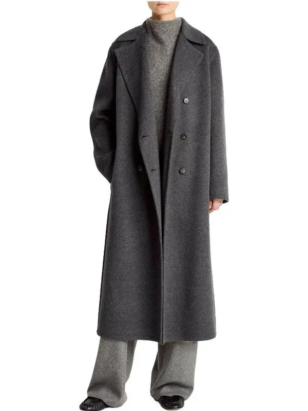 Vince Wool-blend Double-breasted Long Coat - Gray