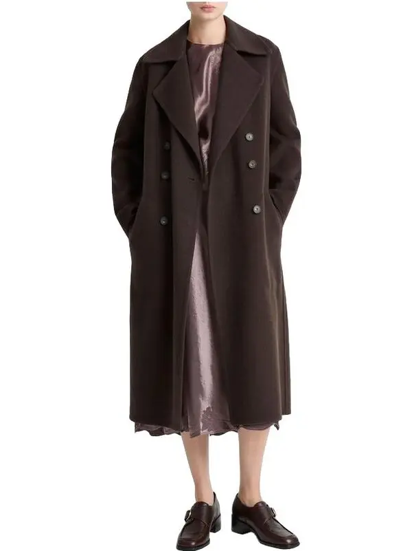Vince Wool-blend Double-breasted Long Coat - Natural