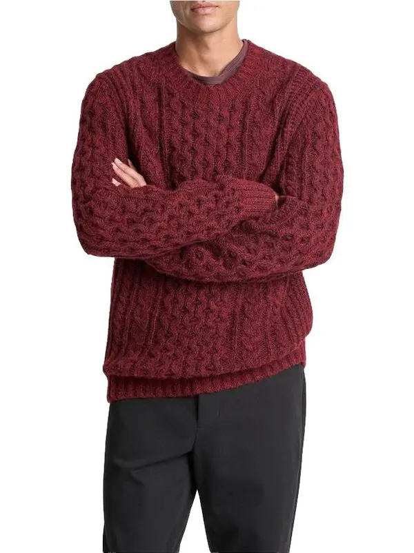 Vince Airspun Cable-knit Crewneck Sweater - Natural