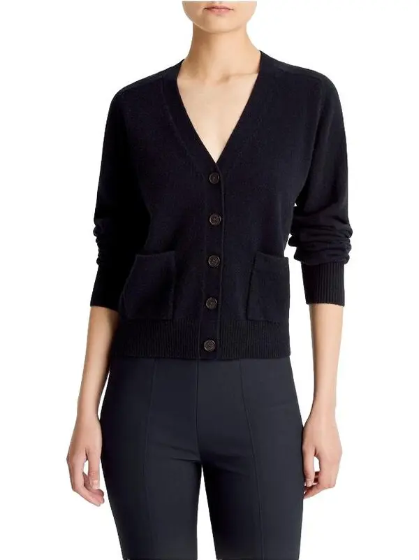 Vince Wool And Cashmere-blend V-neck Cardigan - Black