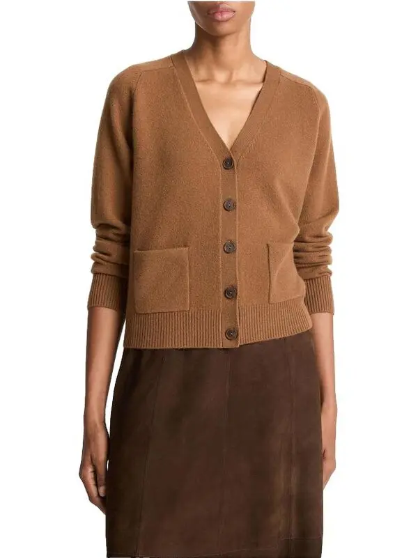 Vince Wool And Cashmere-blend V-neck Cardigan - Brown