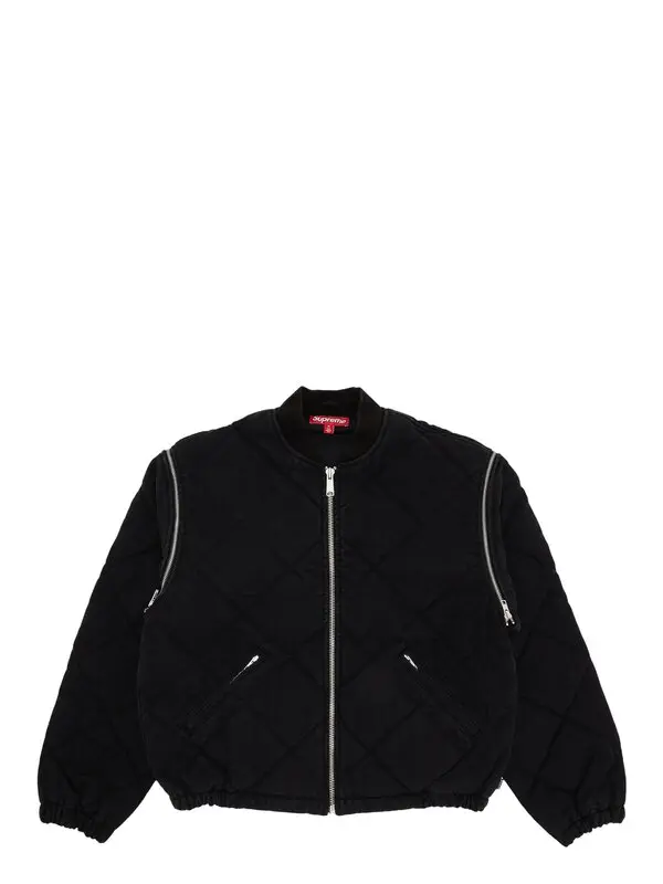 Supreme Zip-off Sleeve Quilted Bomber Jacket - Black