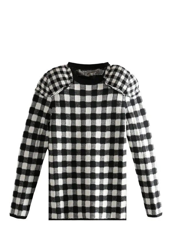Comme Des Garçons Plaid Long Sleeve Sweater - White