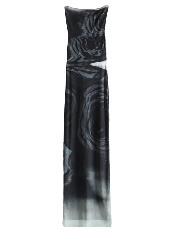 Jean Paul Gaultier Mesh Printed Long Dress - White