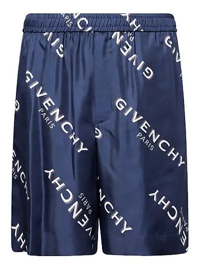 Givenchy Logo Silk Shorts - Navy