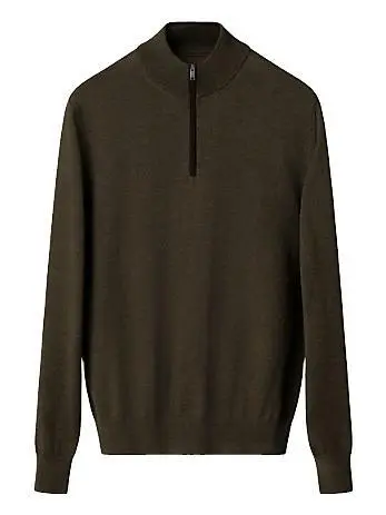 Eton Quarter-zip Knitted Wool Jumper - Dark Green
