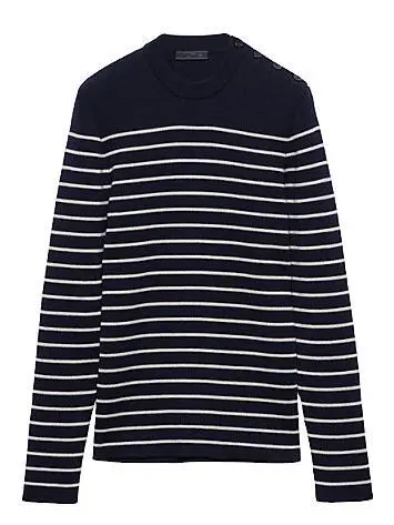 Prada Striped Crew Neck Wool Jumper - Blue