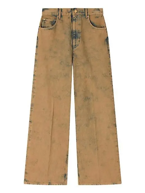Sandro Wide-leg Faded Wash Denim Jeans - Beige